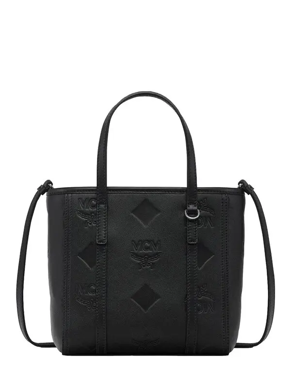 Mcm Mini Toni Top-zip Shopper In Maxi Monogram Leather - Black