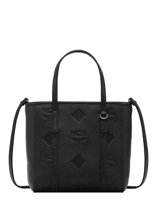 Mcm Mini Toni Top-zip Shopper In Maxi Monogram Leather - Black