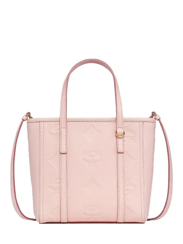 Mcm Mini Toni Top-zip Shopper In Maxi Monogram Leather - Lotus Pink