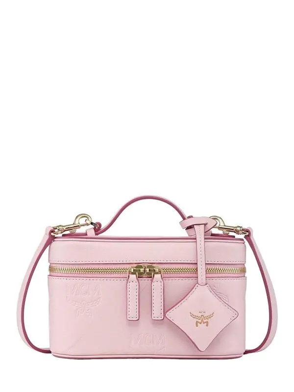 Mcm Mini Aren Vanity Case In Maxi Monogram Leather - Lotus