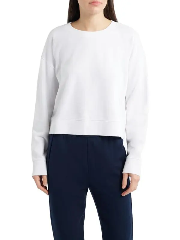 Eileen Fisher Organic Cotton Crop Sweatshirt - White