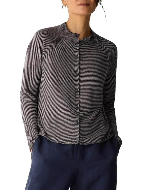 Eileen Fisher Organic Linen & Cotton Cardigan - Ink
