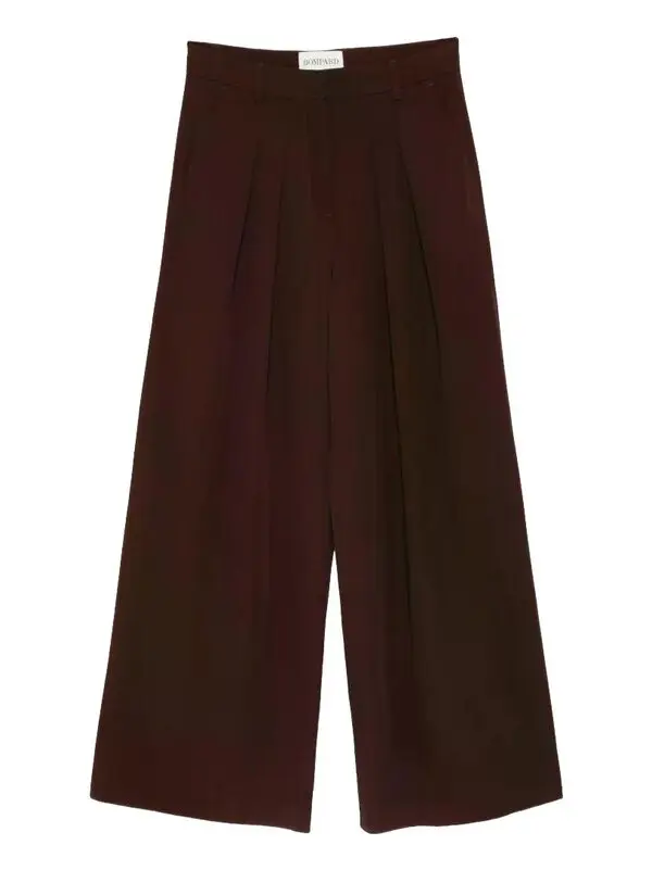 Eric Bompard Pleated Wool Palazzo Pants - Brown