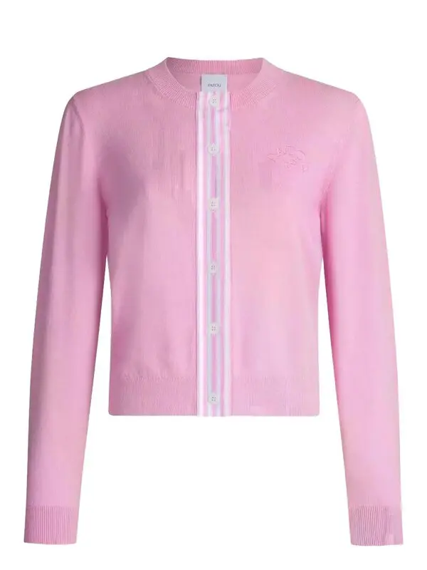 Patou Striped Placket Cardigan - Pink