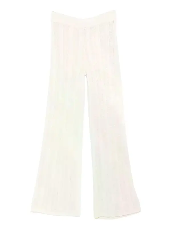 Eric Bompard Elasticated Waist Pointelle Knit Trousers - Neutrals