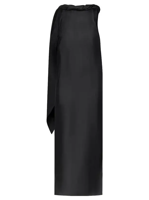 Loulou De Saison Twisted-collar Midi Dress - Black