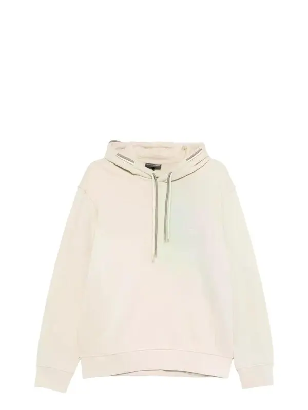 Emporio Armani Cotton Hoodie With Logo Detail - Neutrals