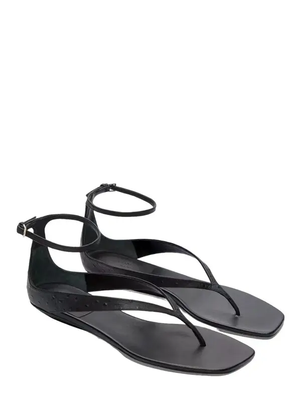 Loulou De Saison Niham Textured Ankle-strap Sandals - Black