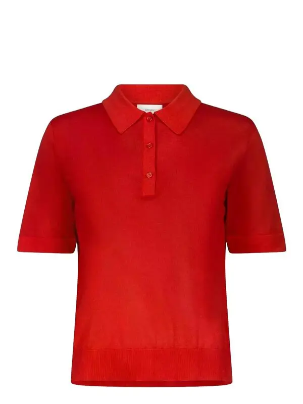 Loulou De Saison Migo Button Ribbed Polo Shirt - Red