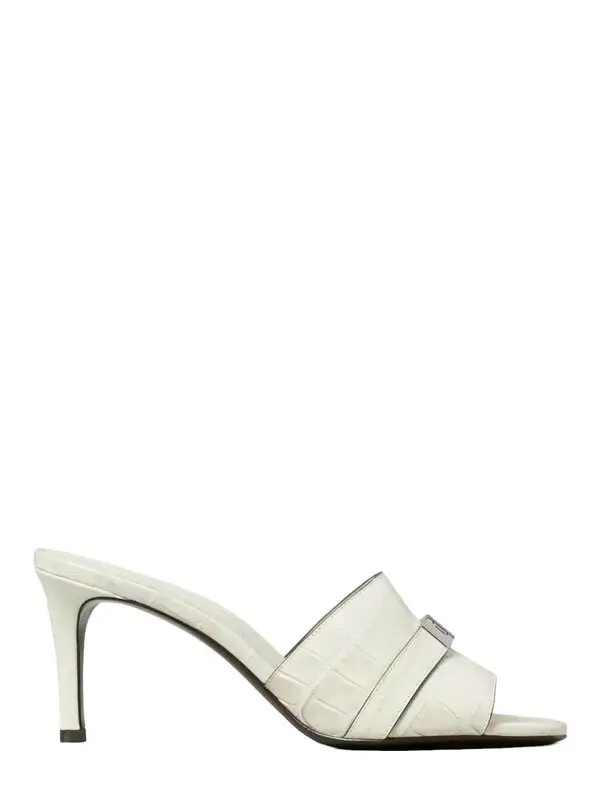 Tory Burch Leelee Croc-embossed Mules - White
