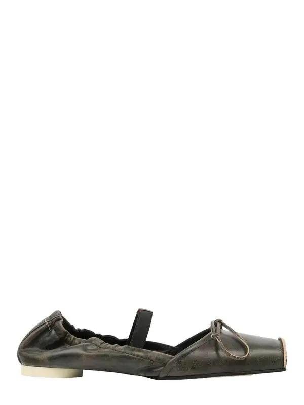MAISON MARGIELA Square Toe Bow Ballerina Shoes - Brown