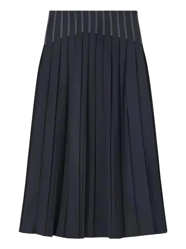 Tory Burch Wool Twill Pleated Skirt - Black