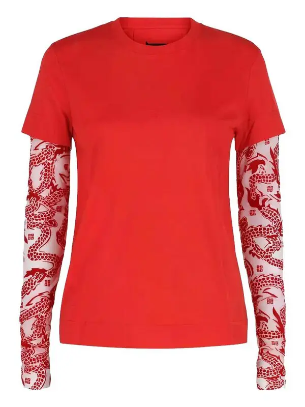 Givenchy Dragon Pattern Long-sleeve T-shirt - Red