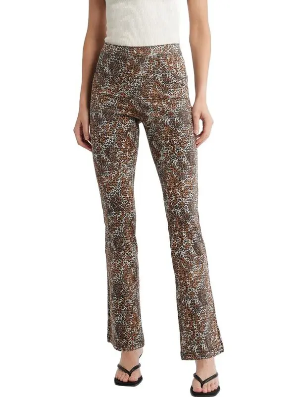 Hue Leopard Print Bootcut Jeans - Brown