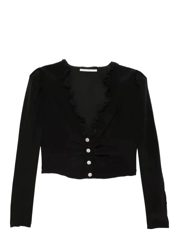 Alessandra Rich Lace-trim Buttoned Blouse - Black