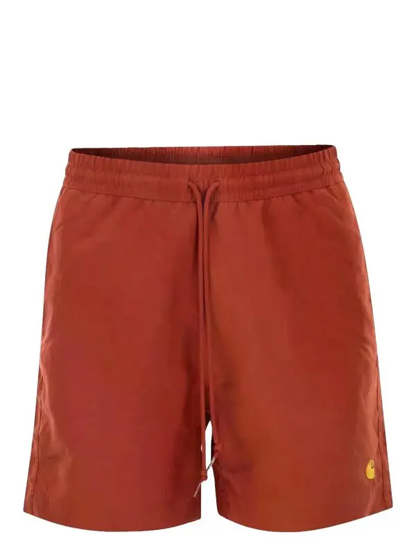 Carhartt Work In Progress Chase Embroidered Logo Swim Shorts - Red