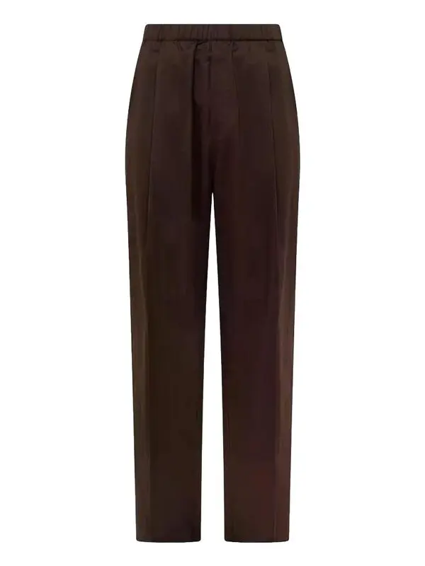 LANEUS Elasticated Waistband Front-pleat Trousers - Brown