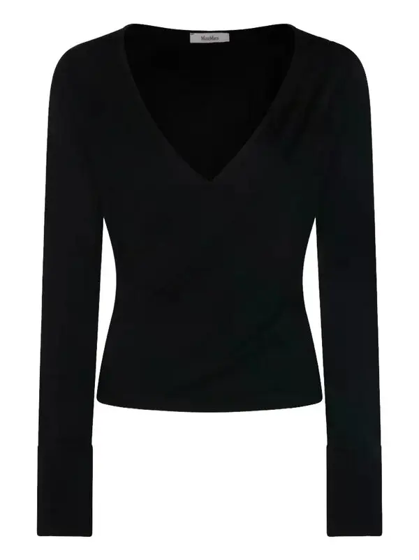 Max Mara V-neck Long Sleeve Top - Black