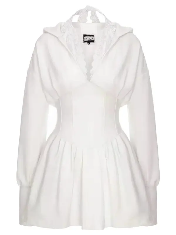 HAMZA Karol Hooded Dress - White