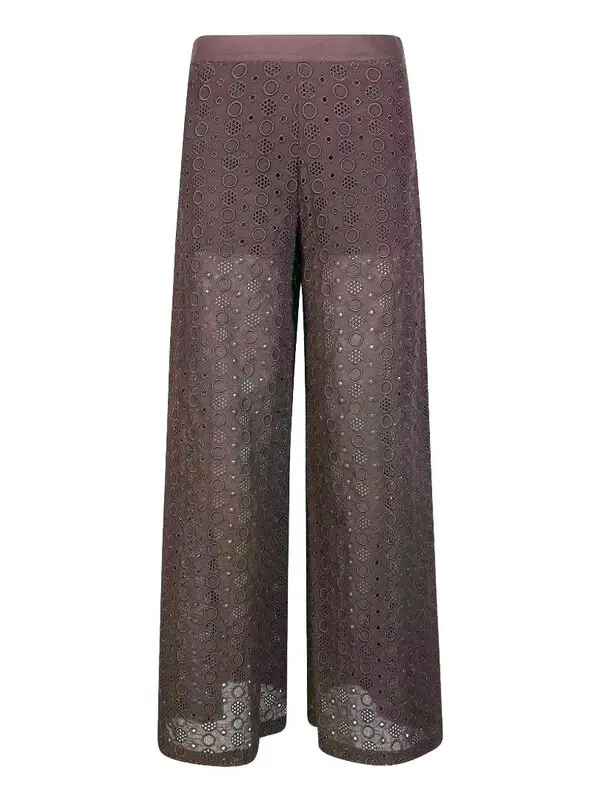 Pinko Embroidered Straight Leg Trousers - Brown
