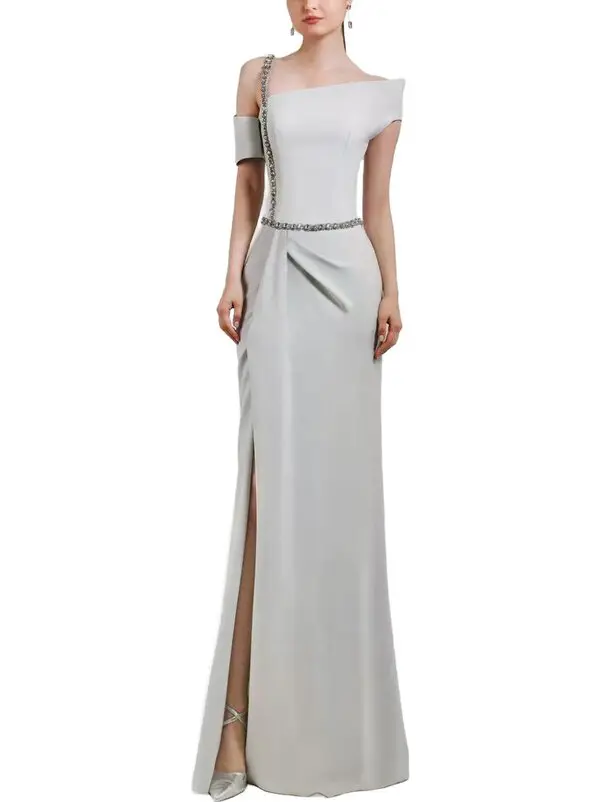 GEMY MAALOUF Asymmetrical Neckline Maxi Dress - Grey