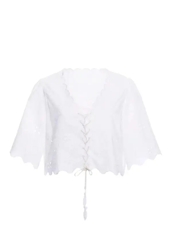 Agua Bendita Eyelet Trim Crop Top - White