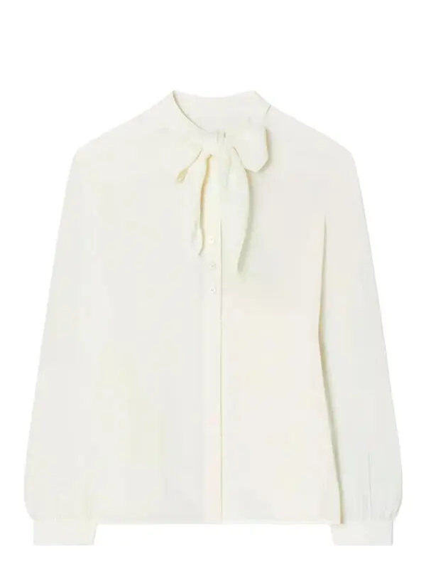 Tory Burch Georgette Bow Blouse - Neutrals