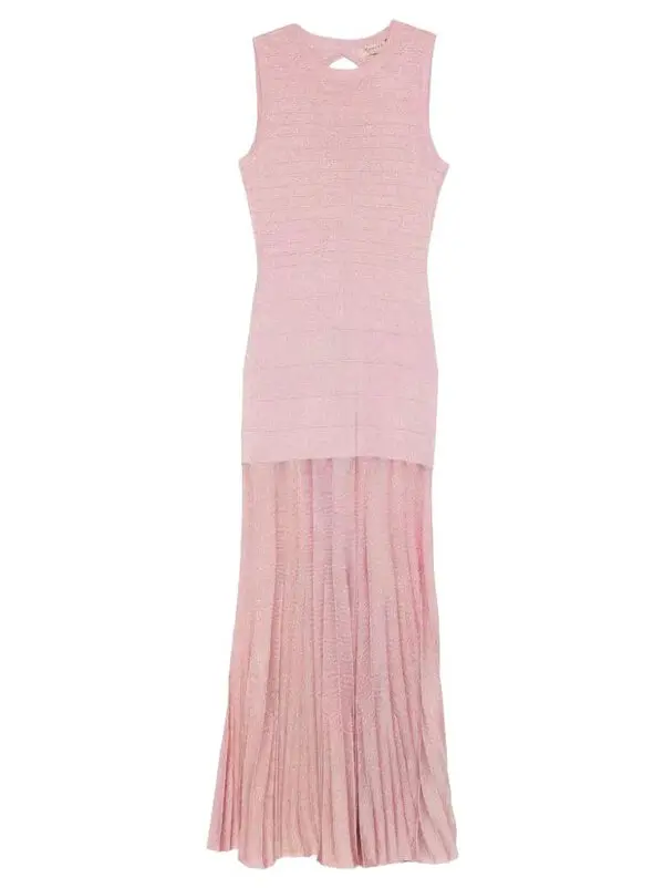 TWINSET Pleated Cut-out Maxi Dress - Pink
