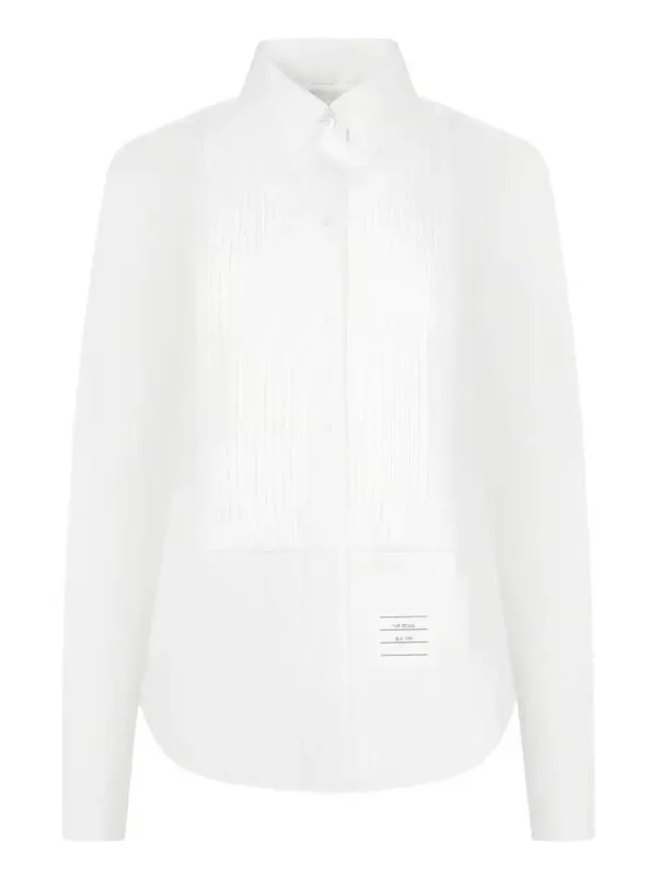 Thom Browne Pleated-bib Buttoned Shirt - White