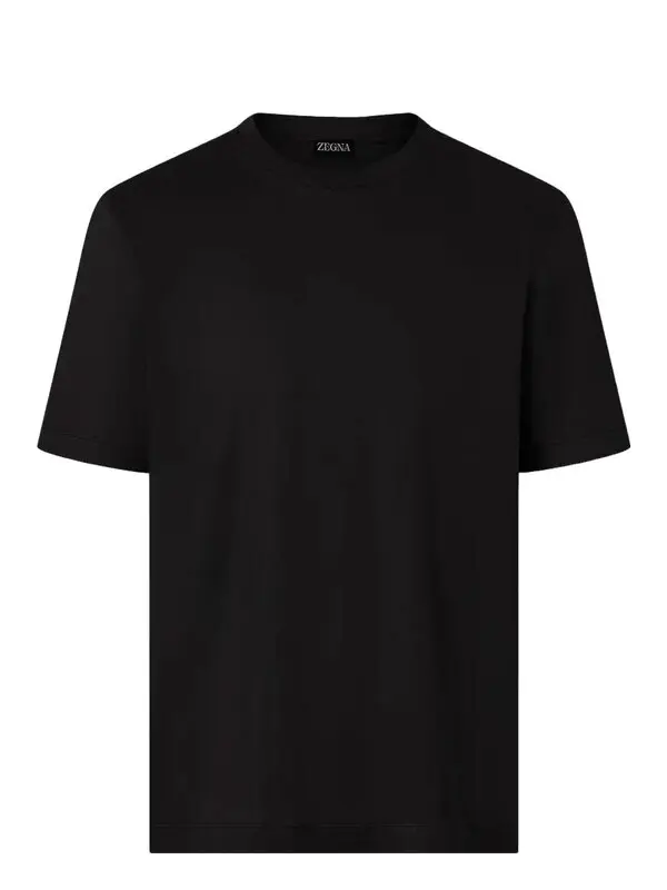 Zegna Piqué Cotton T-shirt - Black