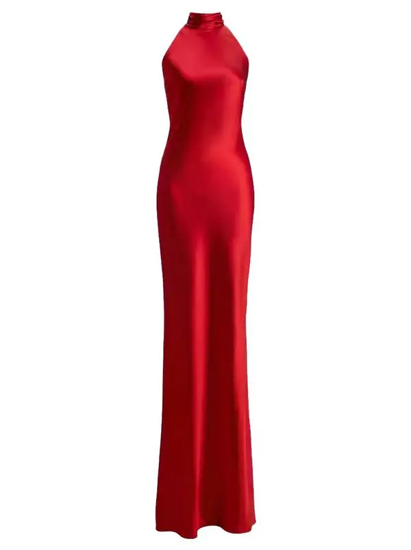 Ralph Lauren Halter Open-back Evening Dress - Red