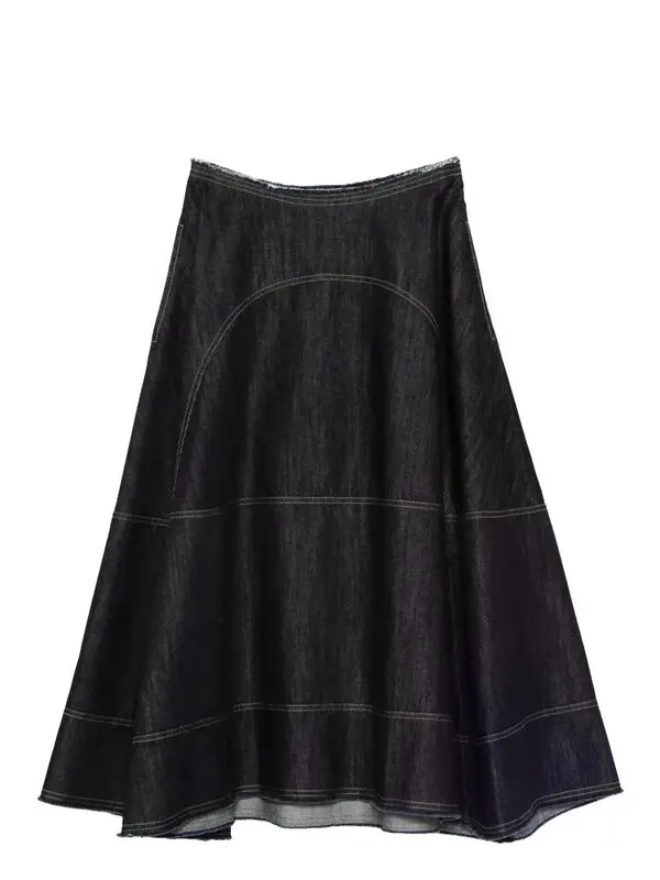TELA Raw-edge Panelled Midi Skirt - Blue