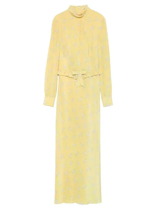 Alessandra Rich Floral-print Ruffled Midi Dress - Yellow