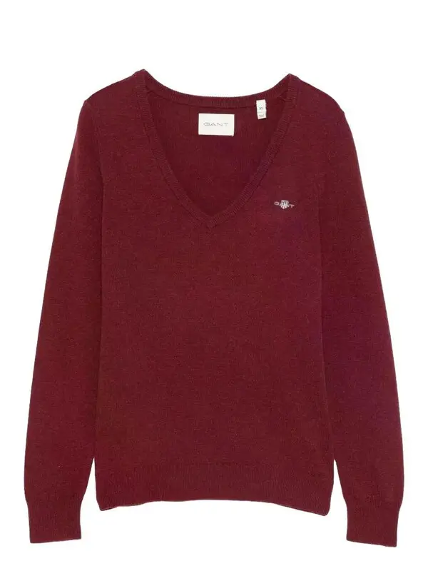 Gant V-neck Long Sleeve Sweater - Red
