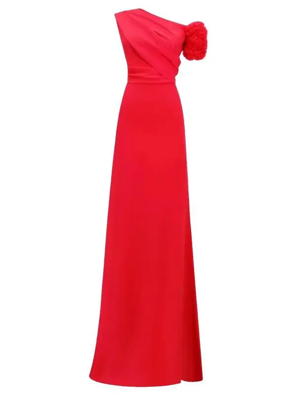 GEMY MAALOUF One-shoulder Gown With Ruffle Detail - Red