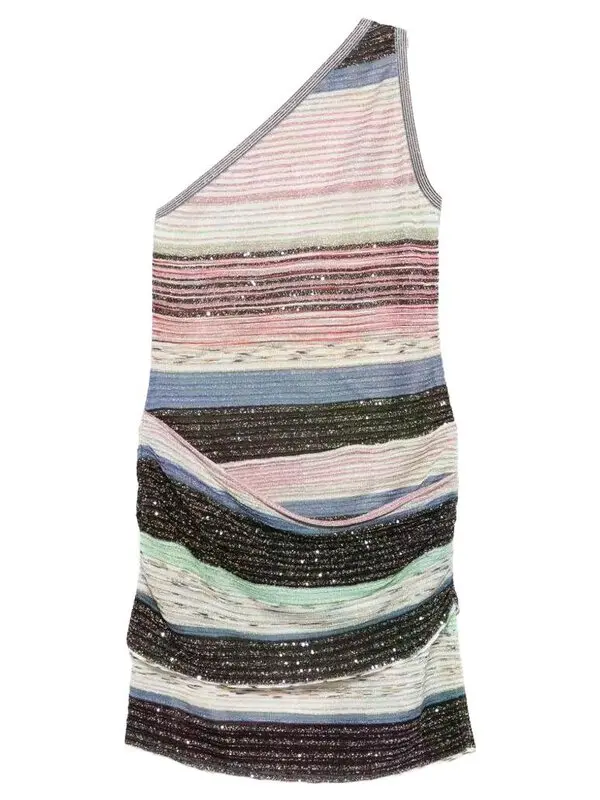 Missoni Striped One-shoulder Mini Dress - Neutrals