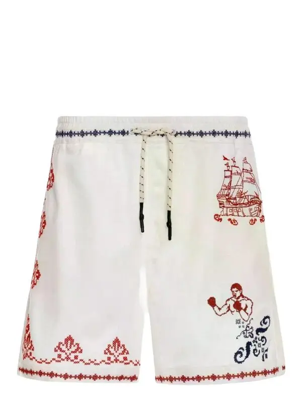 Agua Bendita Embroidery Elastic Shorts - White