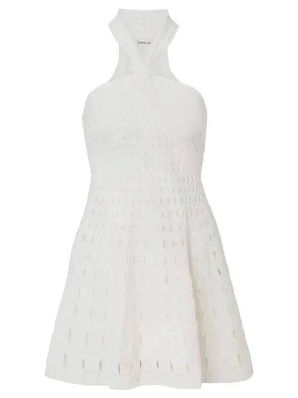 Simkhai Jenna Halter Eyelet Dress - White