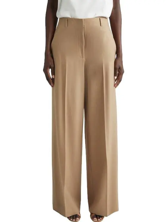 Lafayette 148 New York Thames Tropical Wool Blend Wide Leg Pants - Brownstone