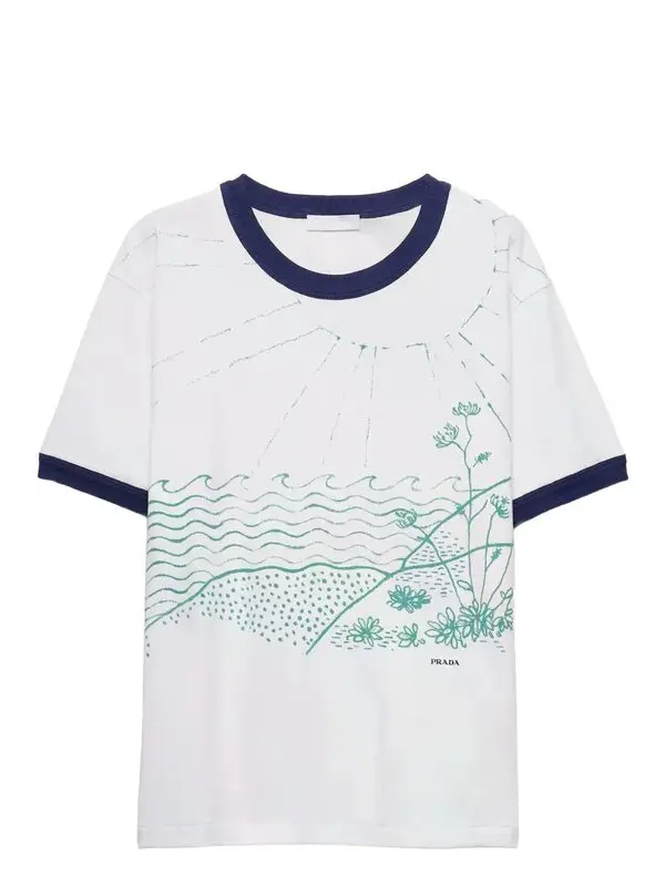 Prada Printed Cotton T-shirt - White