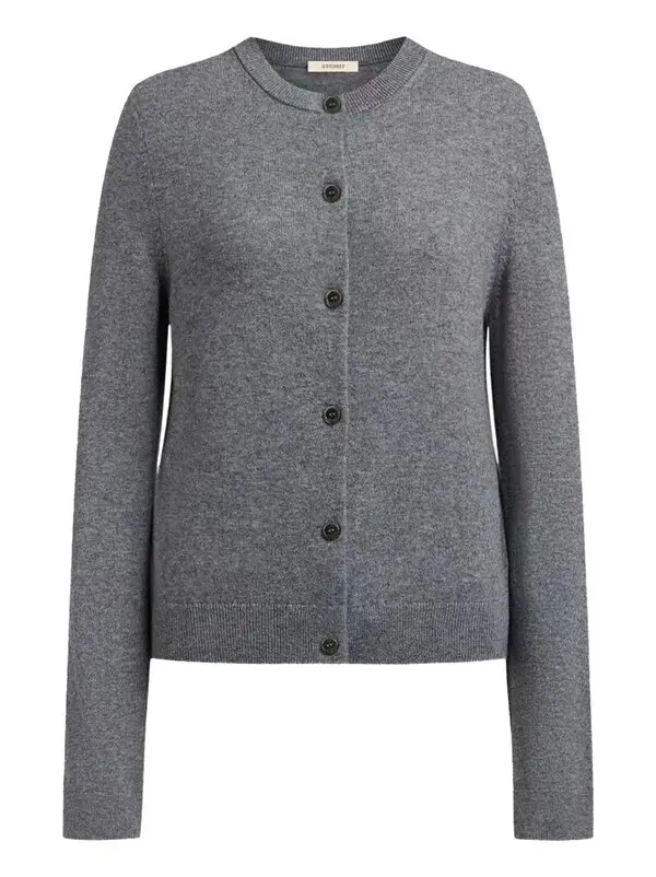 12 STOREEZ Crew-neck Cardigan - Grey