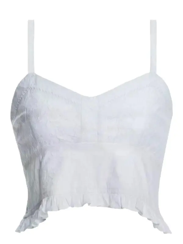 Agua Bendita Angel Ruffle Crop Top - White