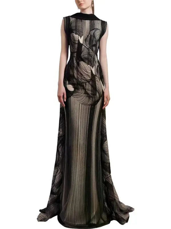 GEMY MAALOUF Embroidered Maxi Dress - Neutrals