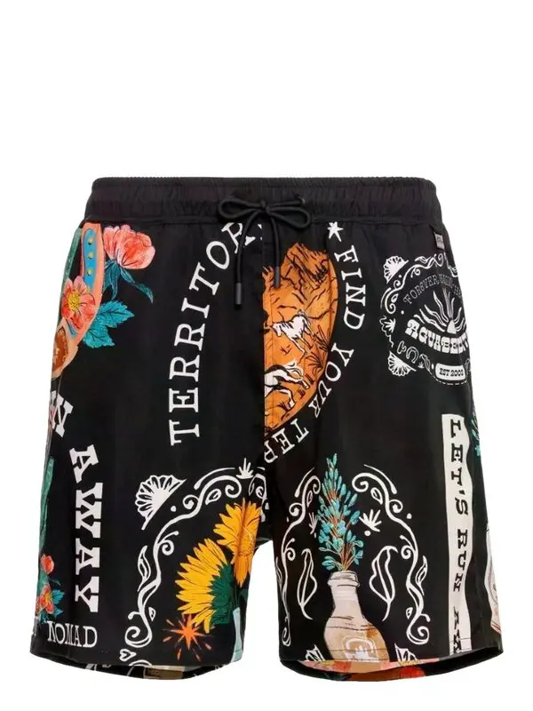 Agua Bendita Printed Swim Short - Black