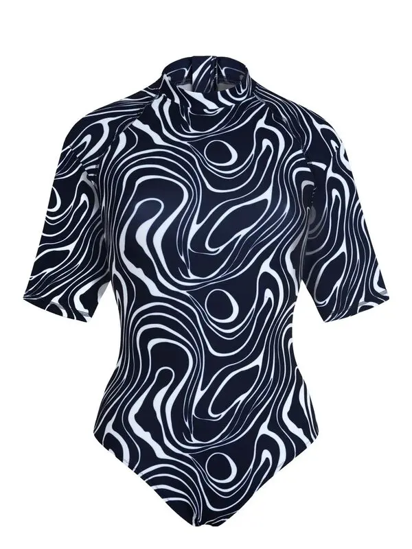 Vilebrequin Short Sleeve Uv Protection One-piece Rashguard - Navy