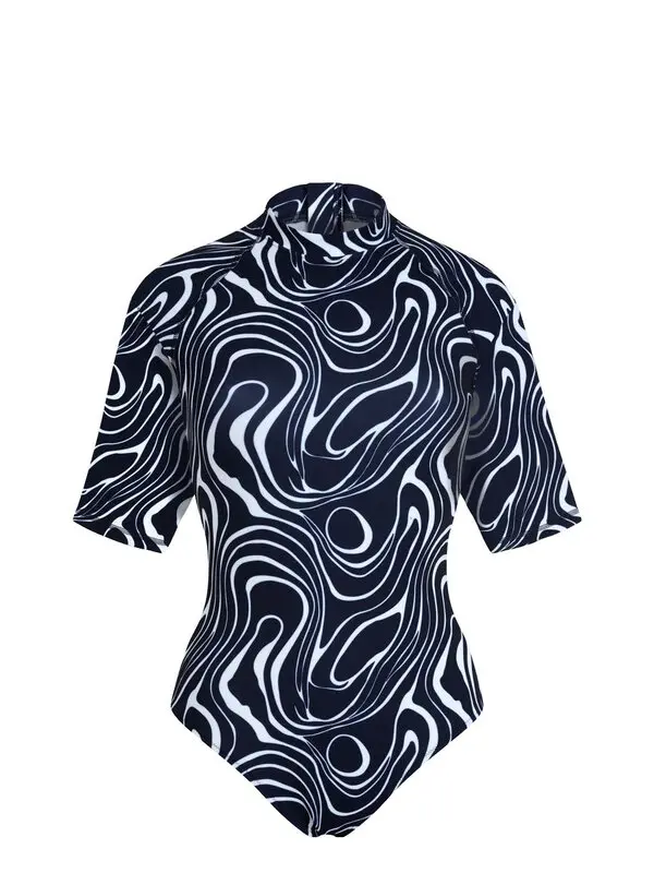 Vilebrequin Short Sleeve Uv Protection One-piece Rashguard - Navy