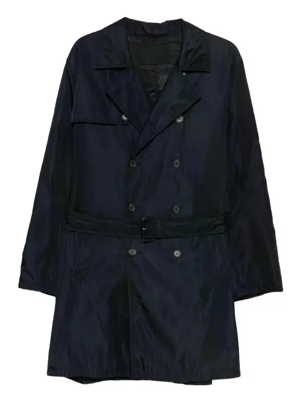 Prada 2000s Double-breasted Raincoat - Blue