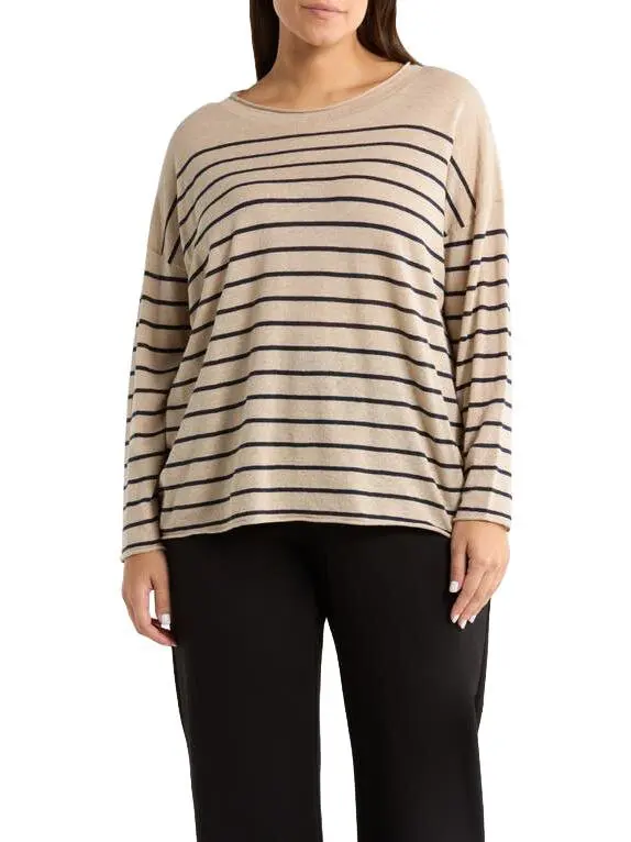 Eileen Fisher Organic Linen & Organic Cotton Crewneck Sweater - Ink