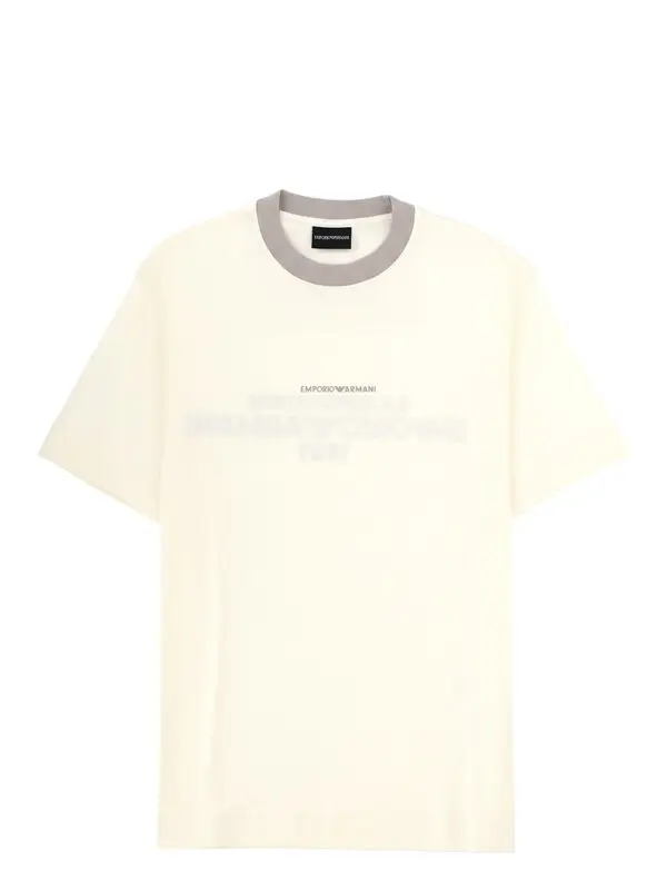Emporio Armani T-shirt With Logo And Embroidery - Ivory