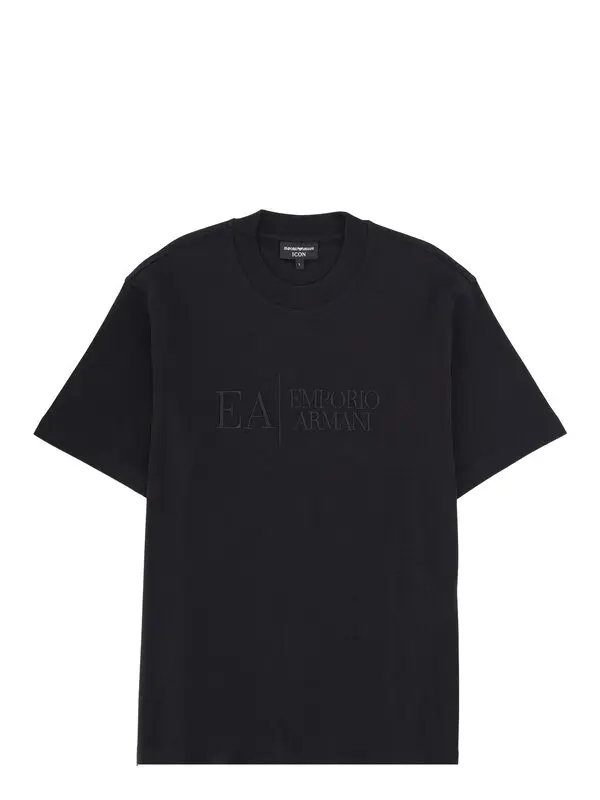 Emporio Armani T-shirt With Icon Embroidery - Black